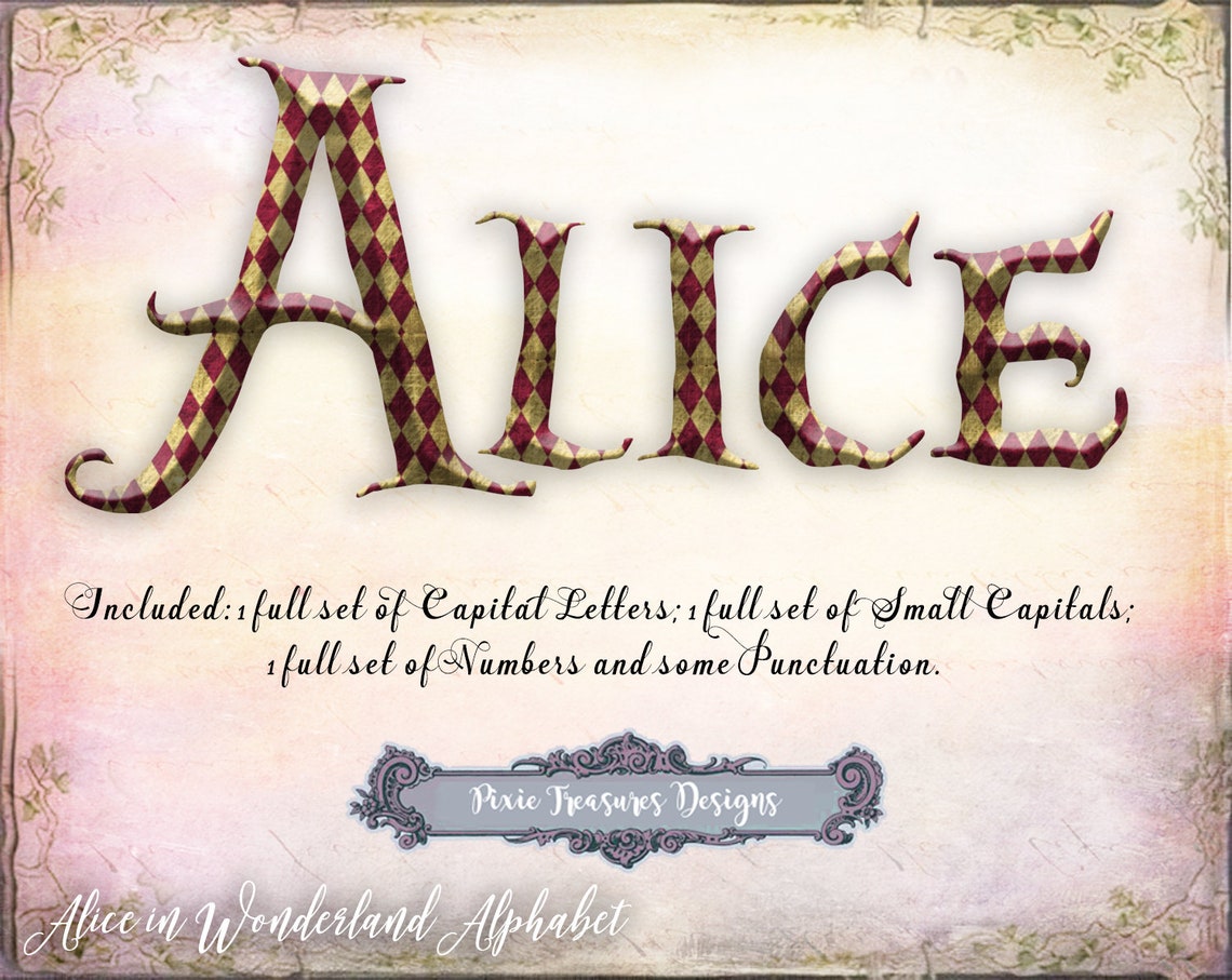Printable Alice in Wonderland Alphabet - Etsy
