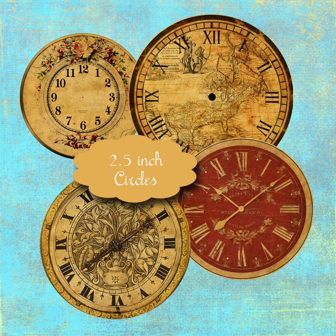 10 Printable Vintage Clock Face Circles - Etsy