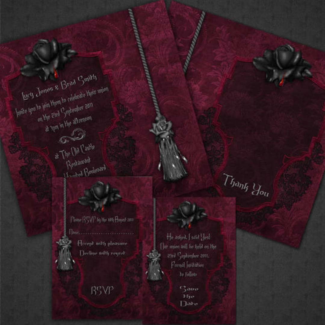 Printable Luxury Gothic Wedding Invitation Set - Etsy