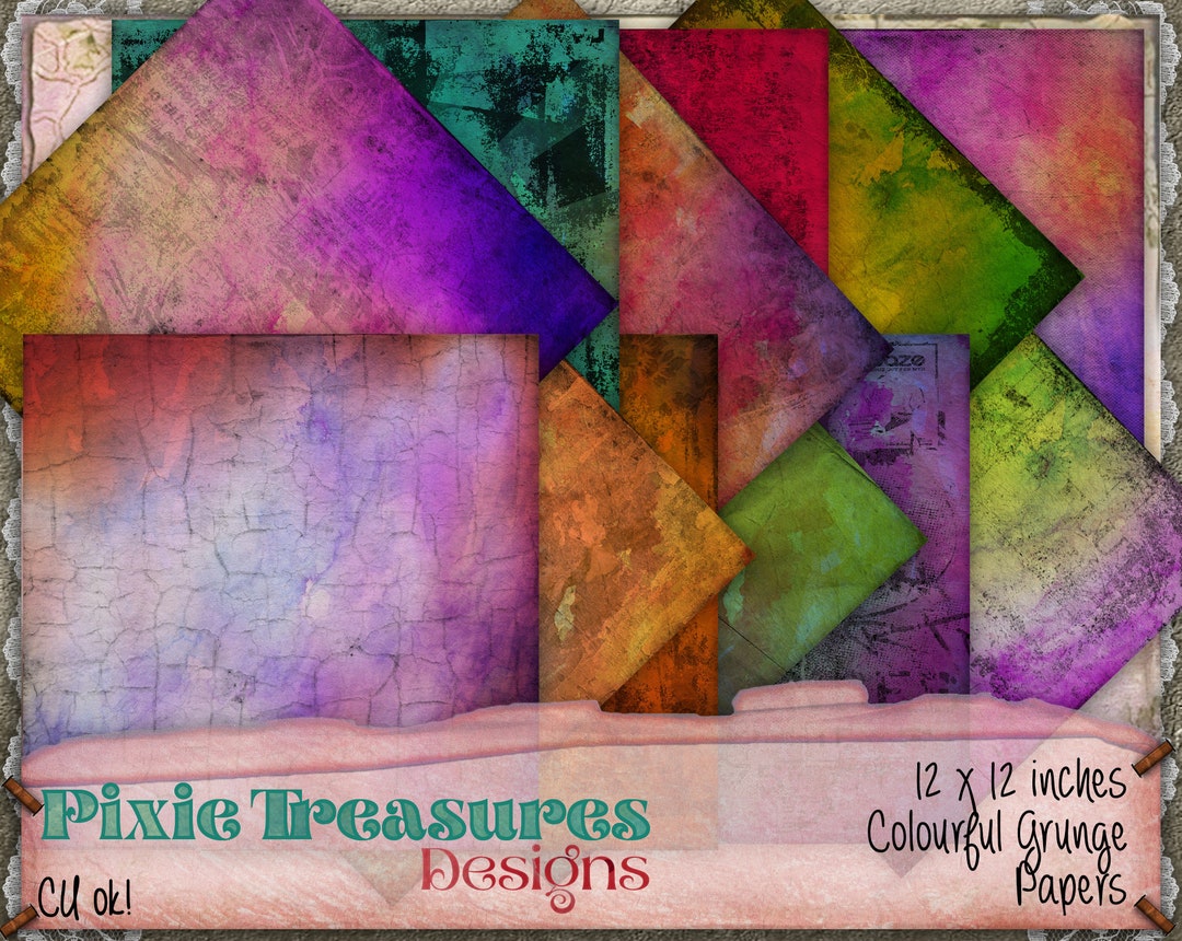 12 Printable Colourful Grunge Papers - Etsy