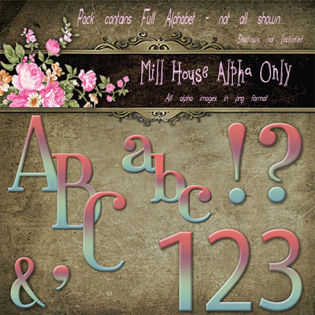 The Mill House Alphabet Digital Alphabet Scrapbooking Alphabet - Etsy