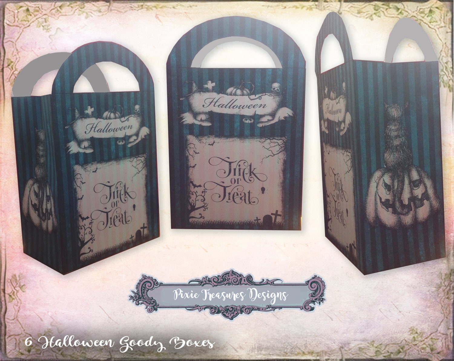 6 Printable Halloween Goody Boxes - Etsy