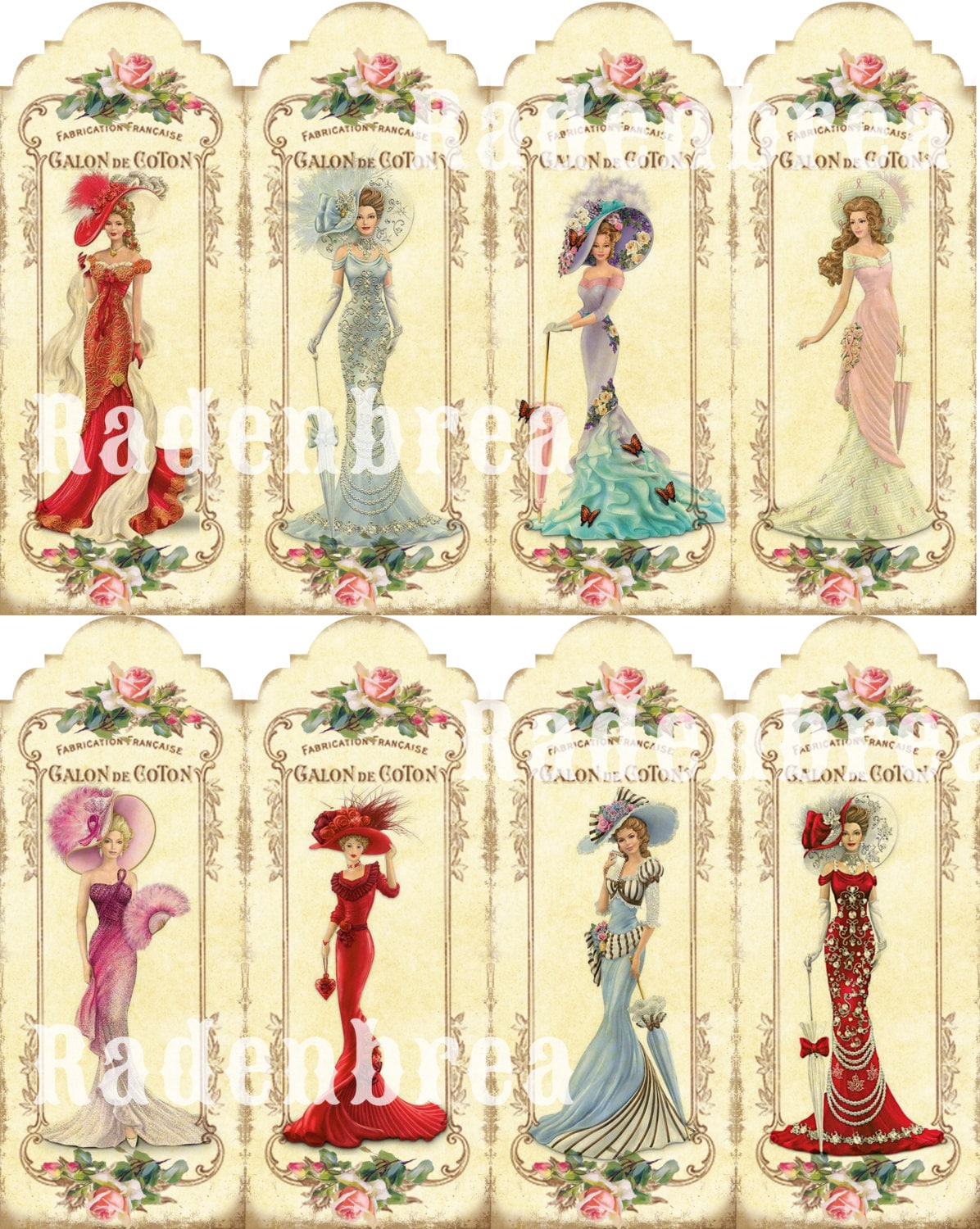 8 Printable Vintage Elegance Bookmarks Set 1 - Etsy