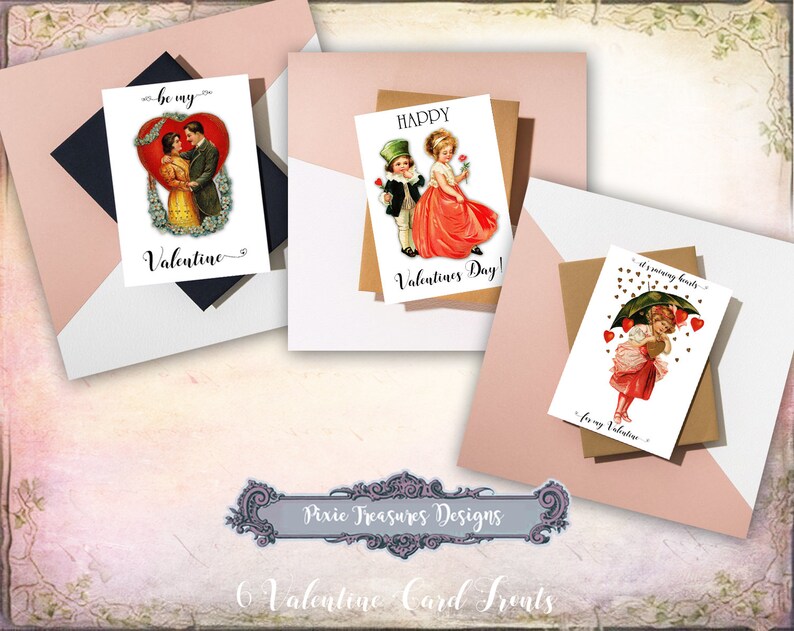 6 Valentines Day Card Fronts Printables - Etsy