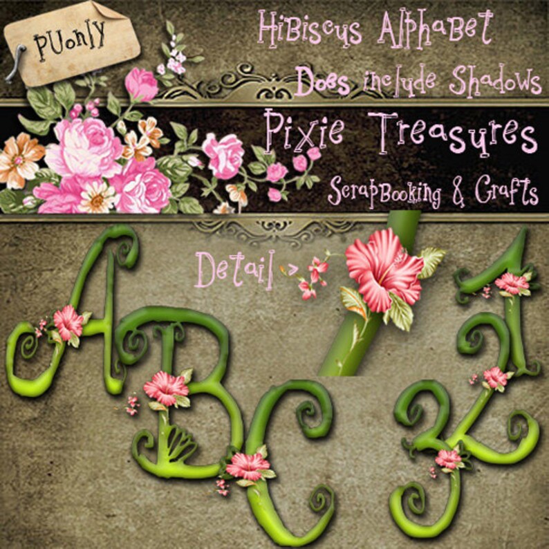 Printable Hibiscus Alphabet | Etsy