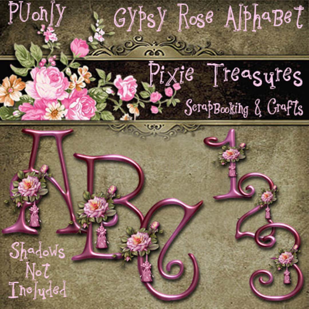 Printable Gypsy Rose Alphabet Rose Pink Alphabet - Etsy