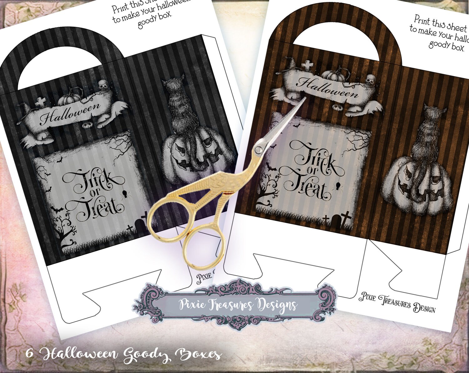 6 Printable Halloween Goody Boxes - Etsy