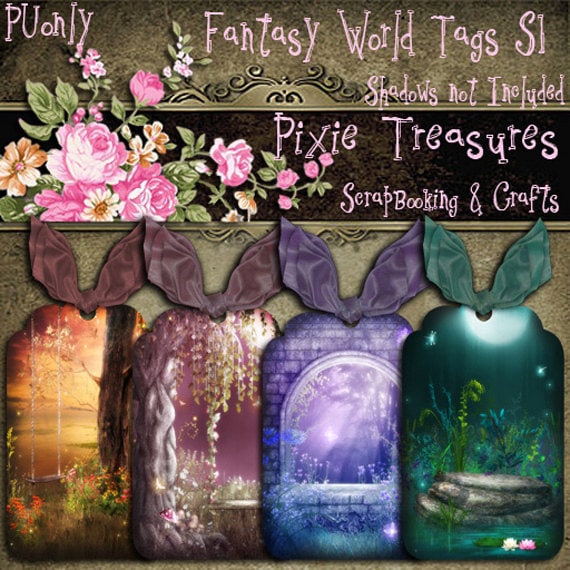 4 Printable Fantasy Tags With Ribbons | Etsy