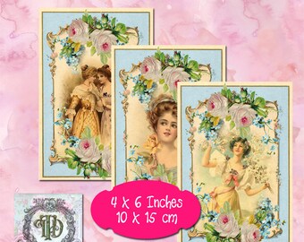 6 Printable Shabby Vintage Lady Tags - Etsy