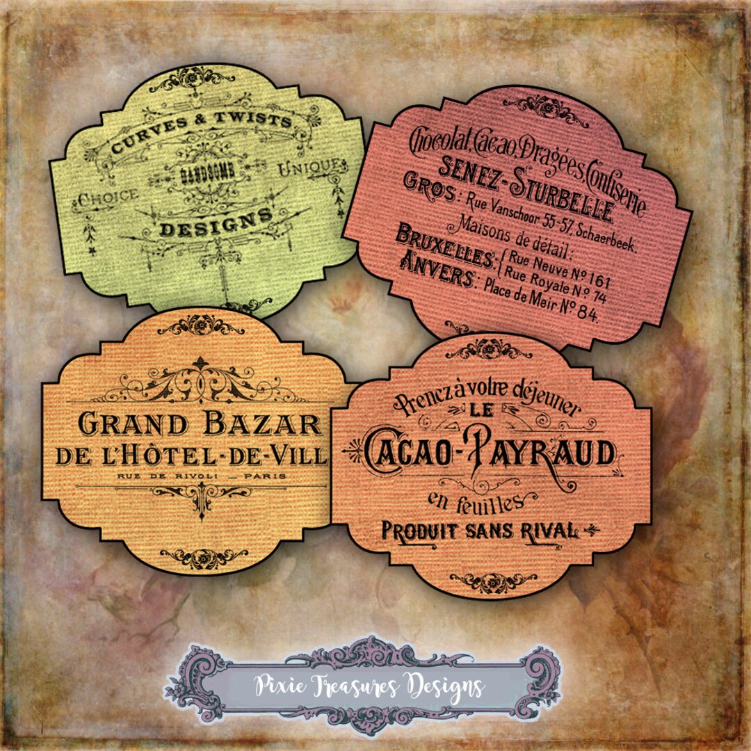 Printable Vintage French Labels Collage Sheet - Etsy