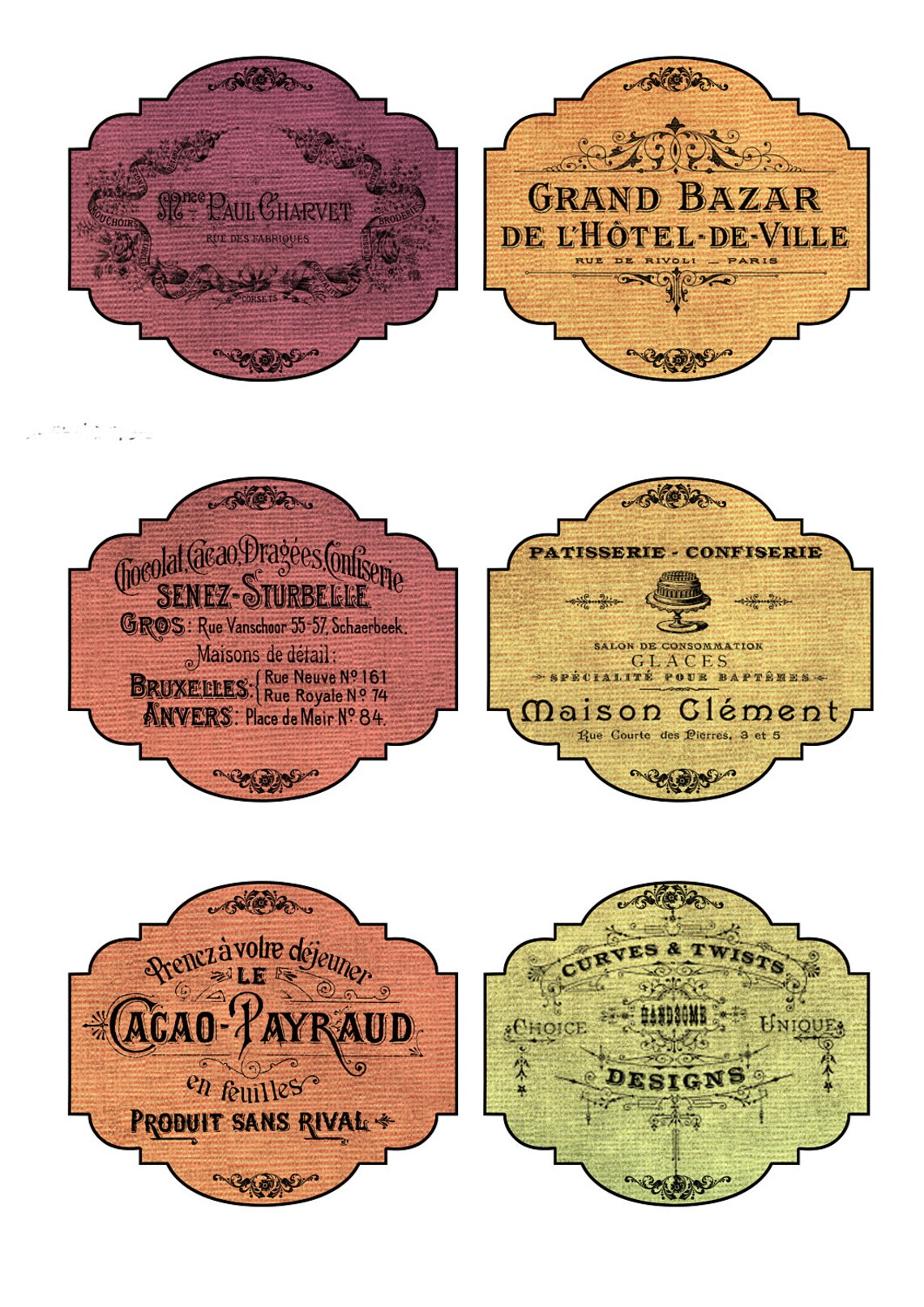 Printable Vintage French Labels Collage Sheet - Etsy