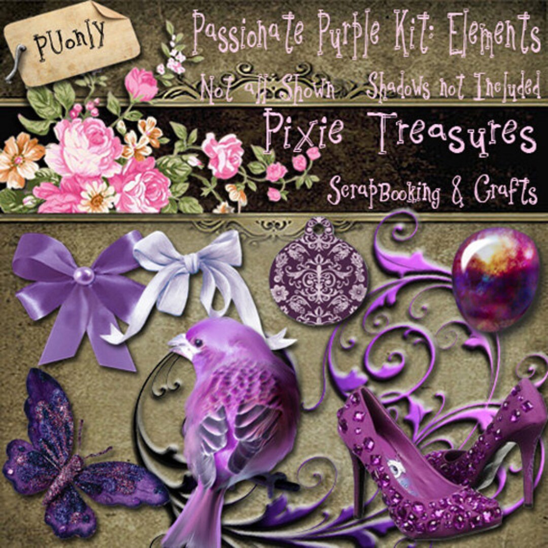 Printable Purple Digital Elements - Etsy