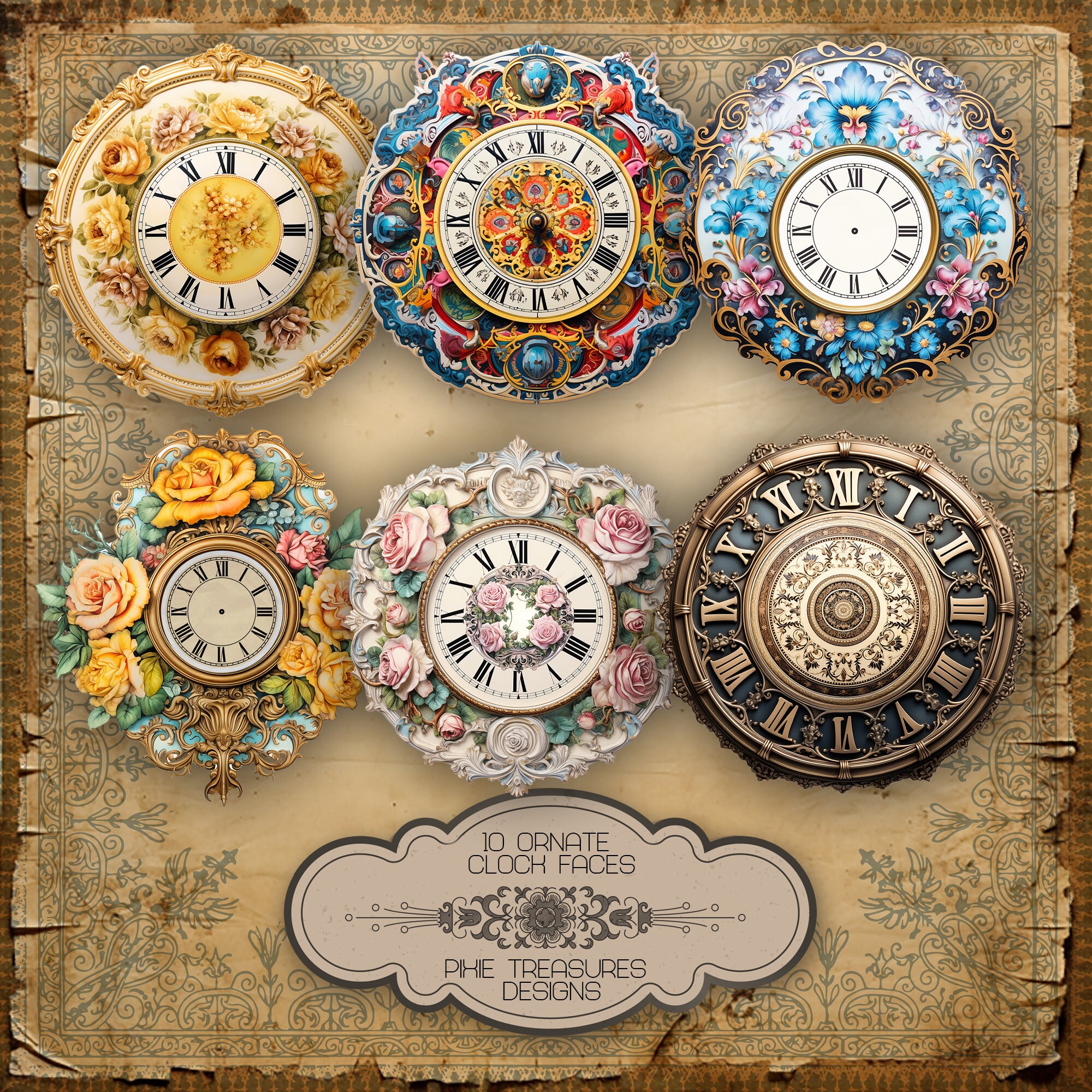 10 Ornate Clock Faces - Etsy