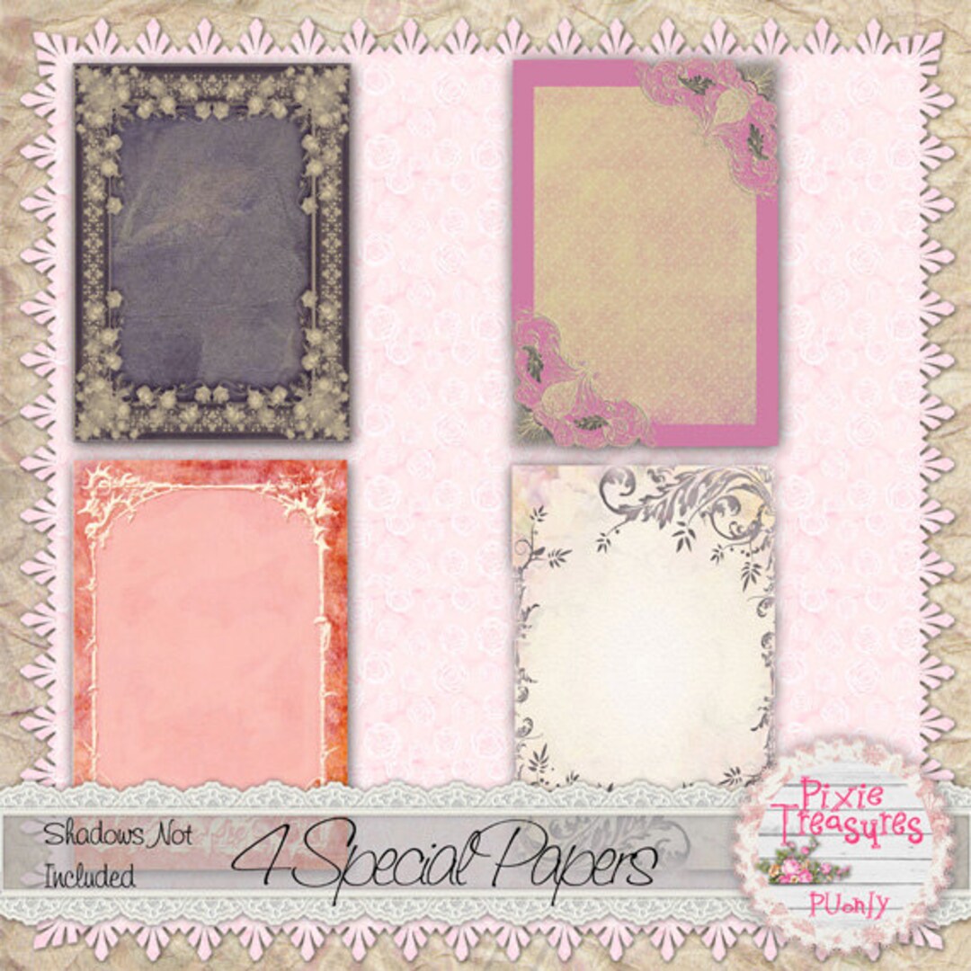 4 Printable Special Papers With Ornate Borders - Etsy