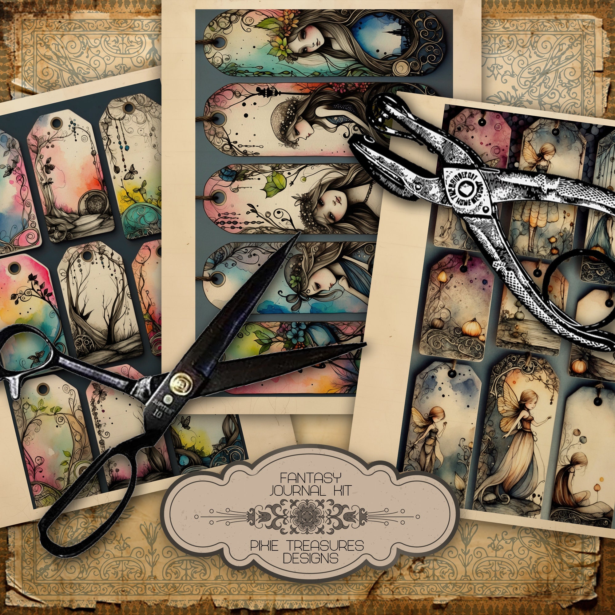 Fantasy Journal Kit, Journal Printable Kit Junk Journal or Scrapbooking ...