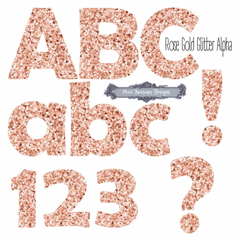 Printable Rose Gold Glitter Alphabet | Etsy