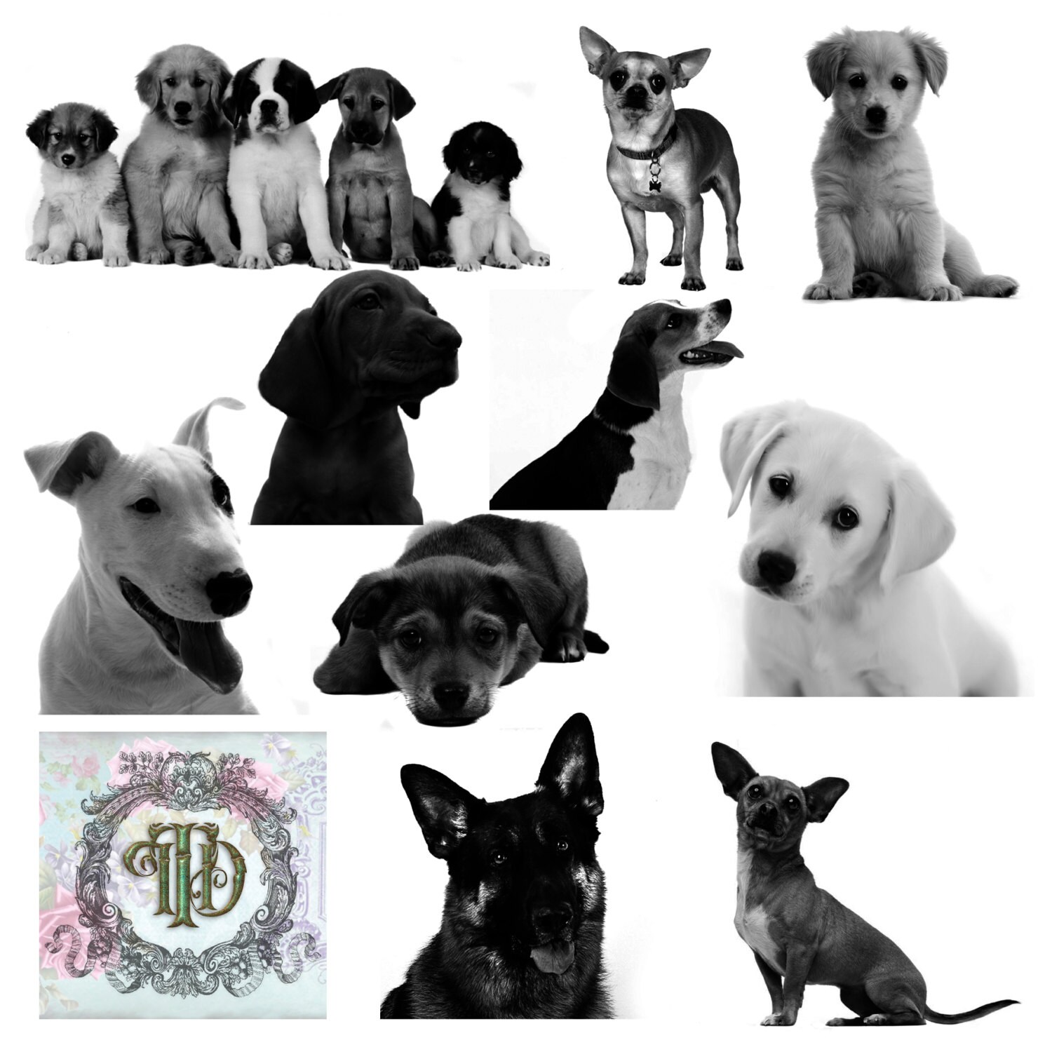 10 Dog & Puppy Digital Stamps Set 2 - Etsy