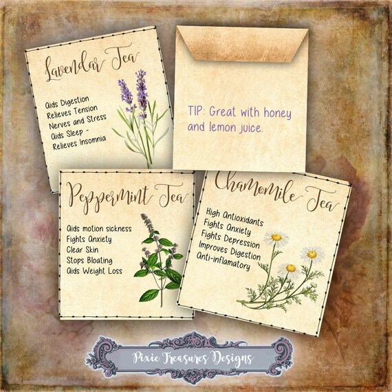 Herbal Tea Bag Envelope Printables | Etsy