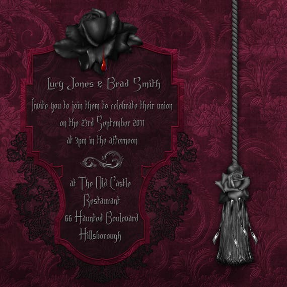 Blank Gothic Wedding Invitations