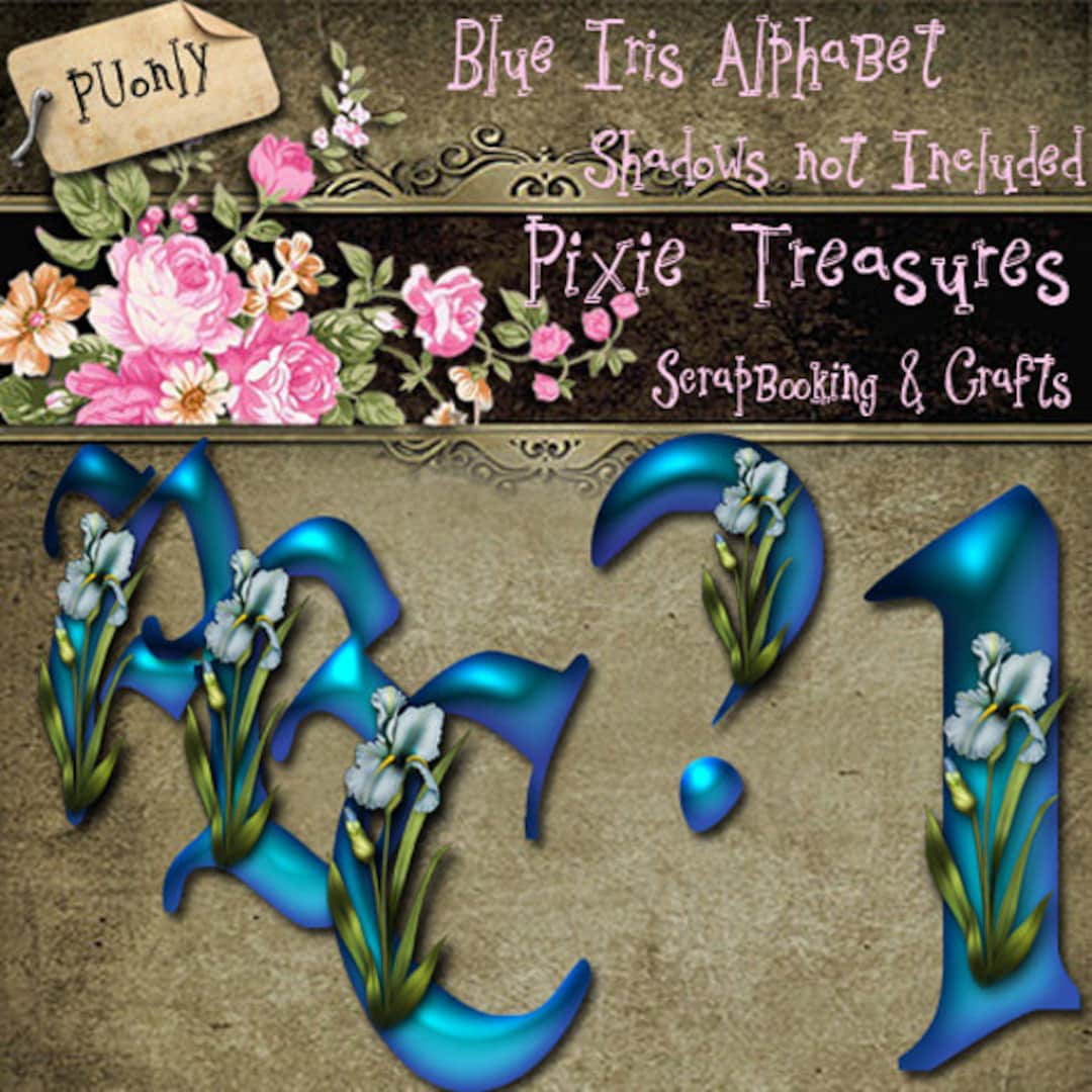 Printable Blue Iris Alphabet - Etsy