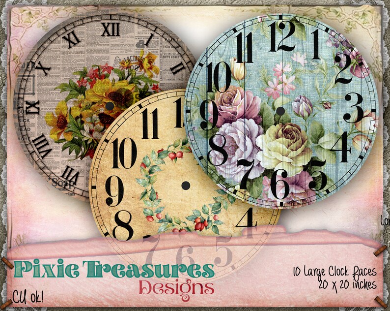 10 Printable Large Clock Faces - Etsy