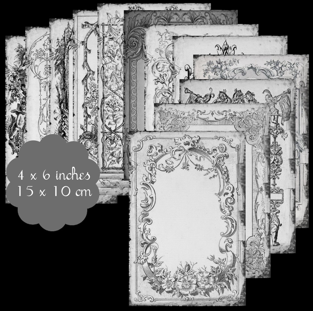 12 Printable Vintage Ornate Frame Tags - Etsy