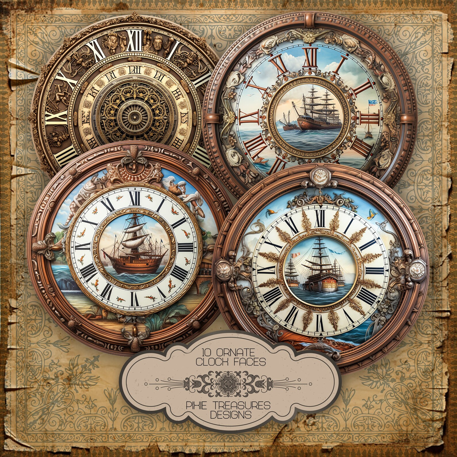 10 Ornate Clock Faces - Etsy