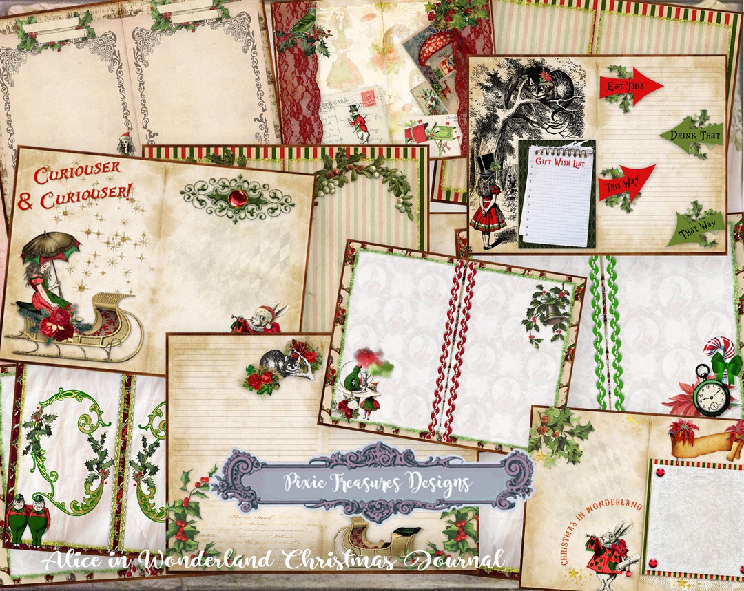 Alice in Wonderland Christmas Journal Printables - Etsy