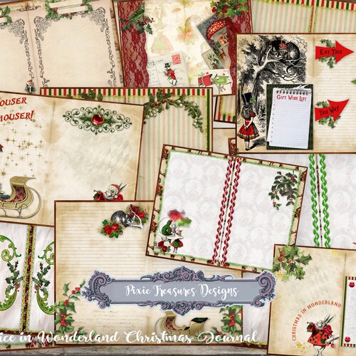 Alice in Wonderland Journal Kitprintable Journal Kitalice | Etsy