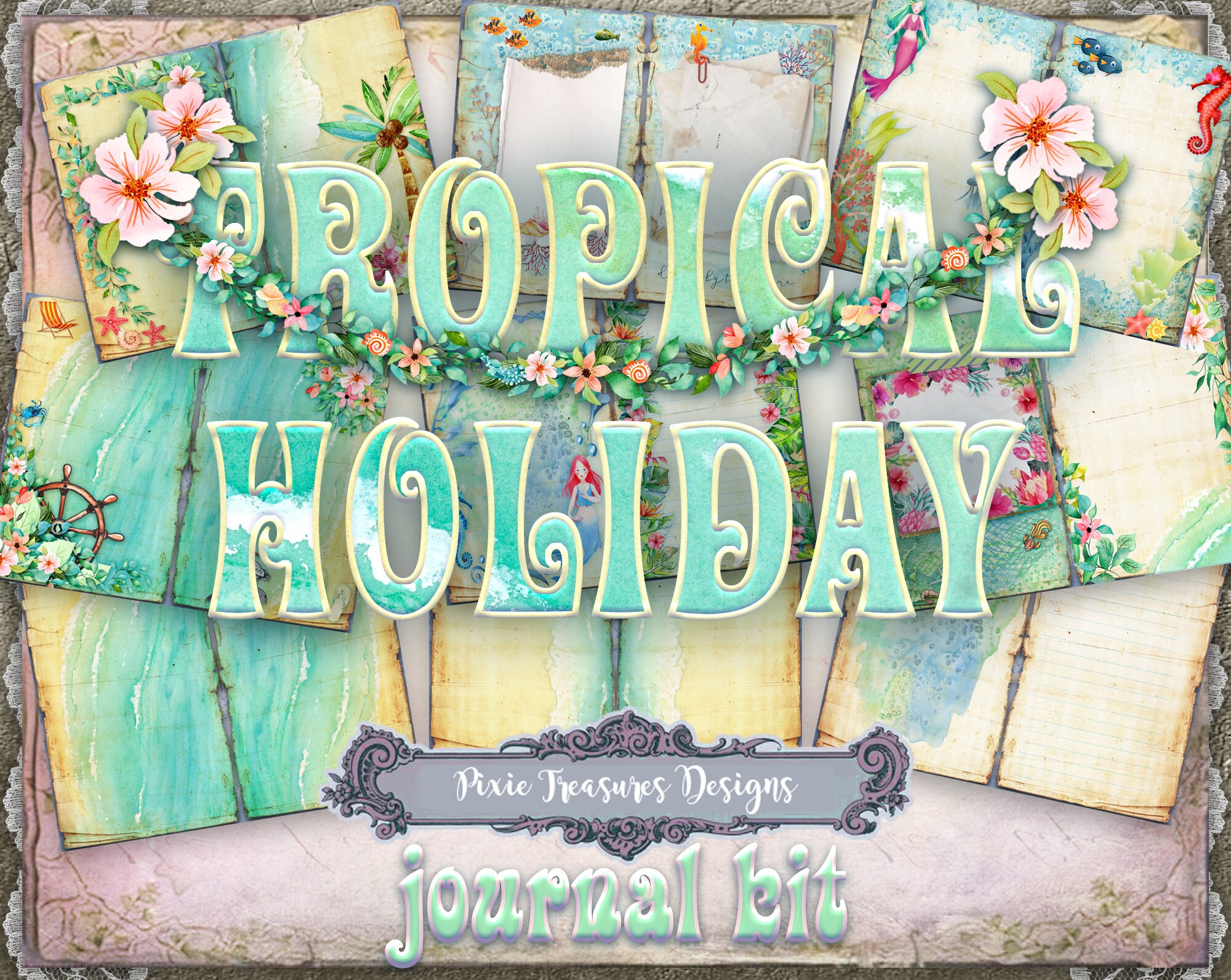 Journals Albums & Journals Tropical Island Holiday Printable Junk ...