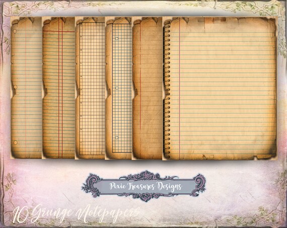 10 Printable Grungy Notepaper Papers Set 2 - Etsy