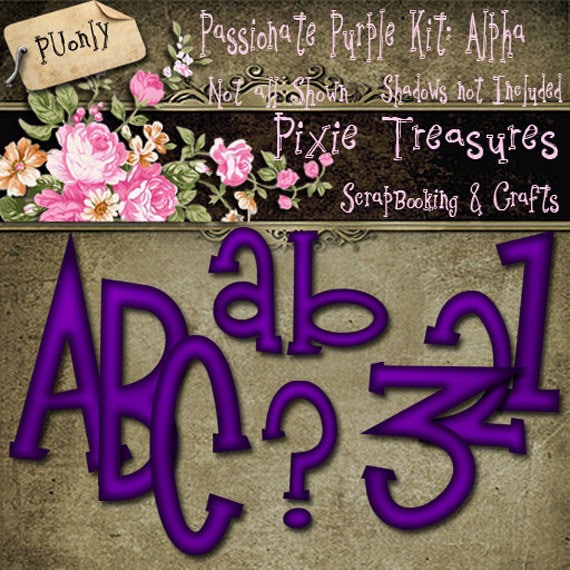 Printable Purple Alphabet Digital Alphabet Letters and Numbers | Etsy