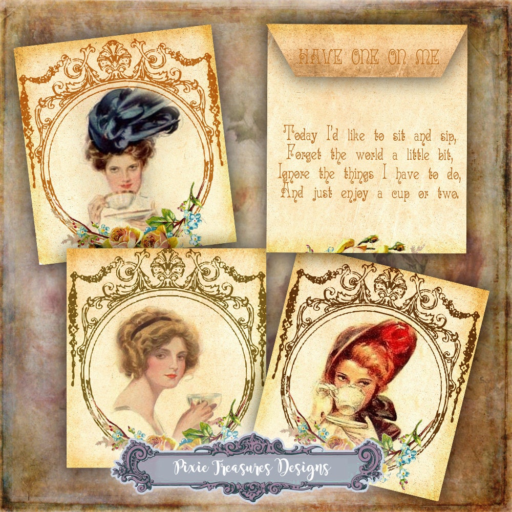 Printable Vintage Tea Drinkers Tea Bag Envelopes - Etsy