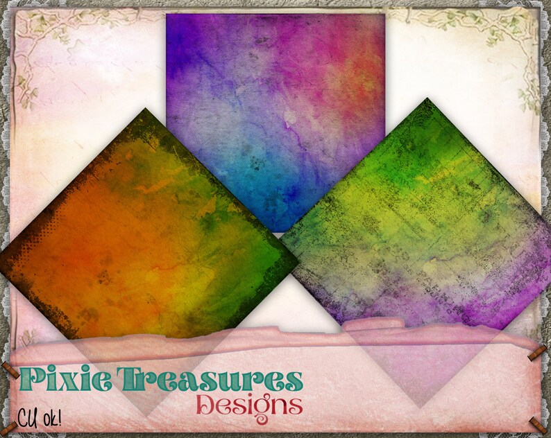 12 Printable Colourful Grunge Papers - Etsy