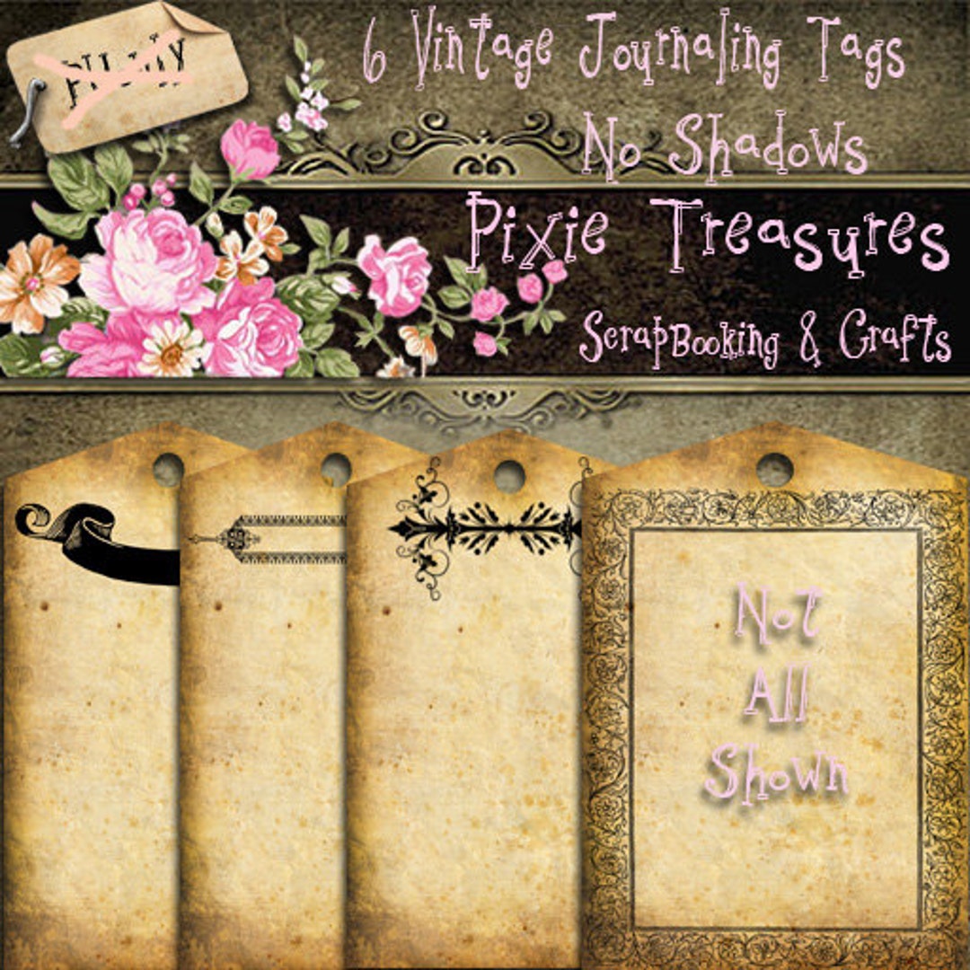 6 Printable Vintage Journaling Tags - Etsy