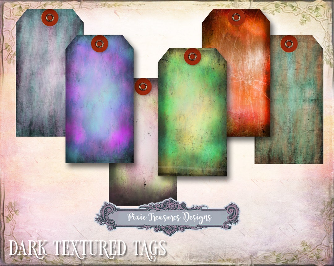 12 Printable Dark Textured Background Tags - Etsy