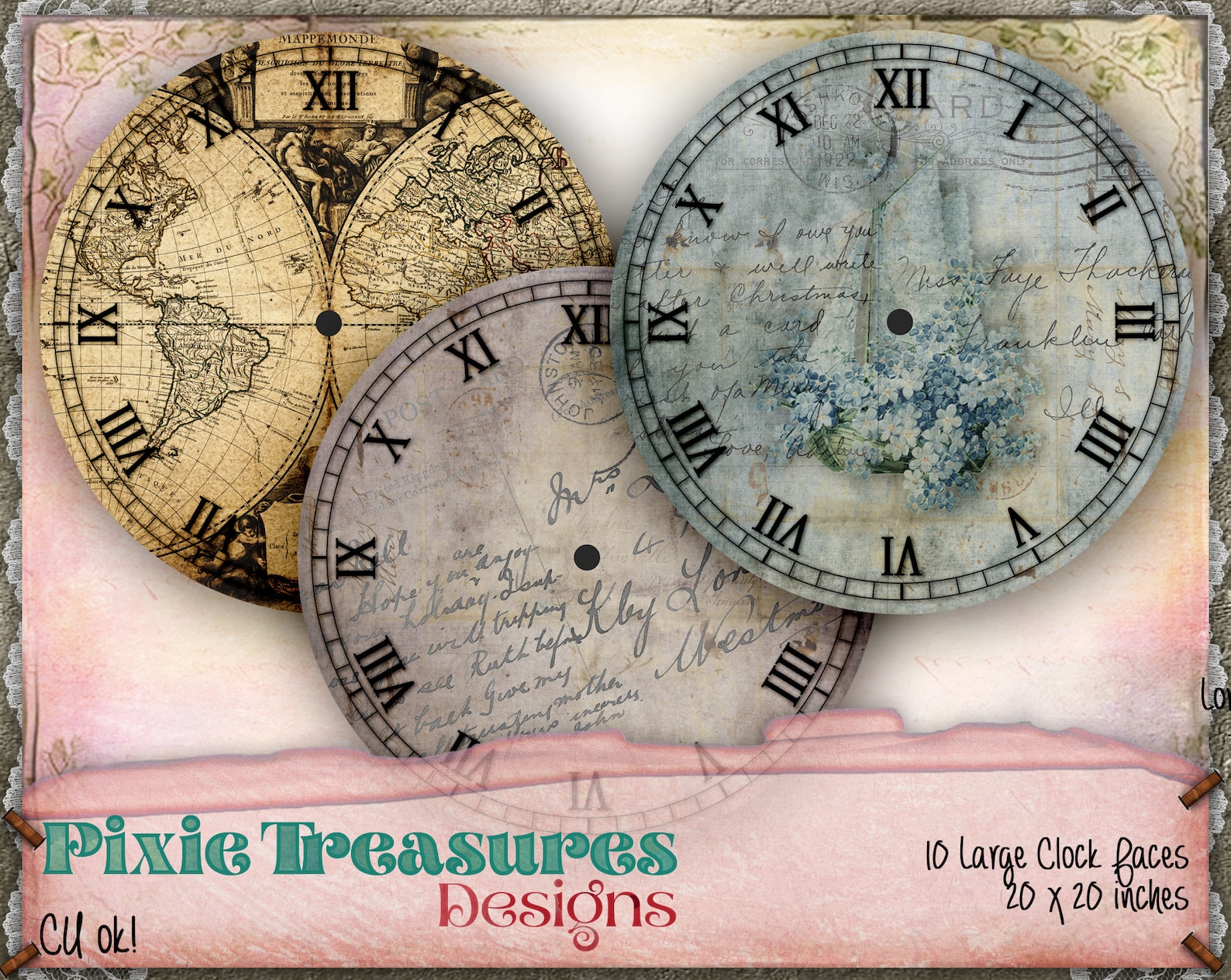 10 Printable Large Clock Faces - Etsy