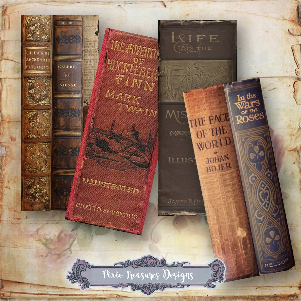 10 Printable Vintage Book Spine Bookmarks Set 2 - Etsy