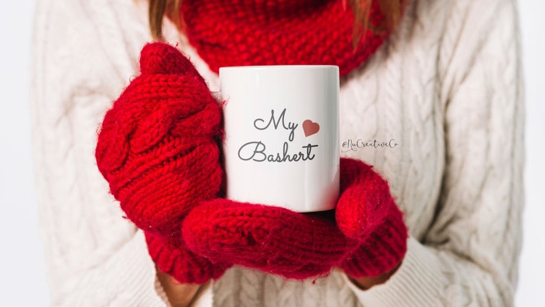 My Bashert With Heart Mug - Jewish, Hebrew, Yiddish Saying - My Destiny ...