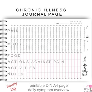 Chronic Illness Journal Page - Printable Symptoms Tracker - Hourly Pain ...