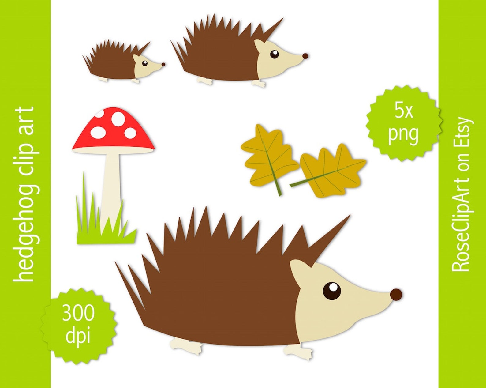 Cute Hedgehog Clipart Instant Download Digital Autumn Clip | Etsy