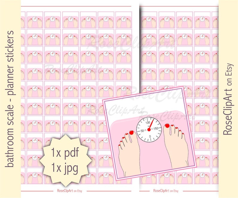 Bathroom Scale Stickers Instant Download Printable Weighing Scale ...