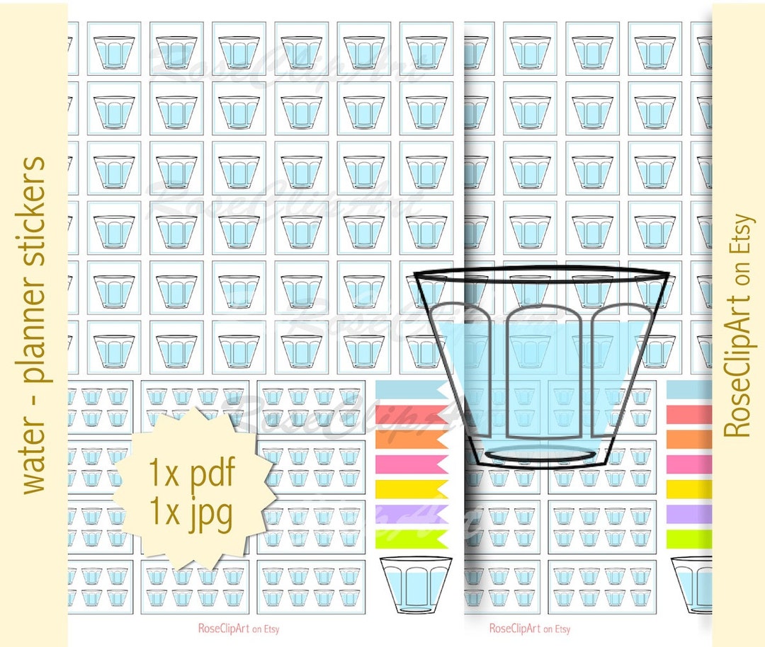 Water Tracker Stickers - Instant Download - Printable Water Glass ...