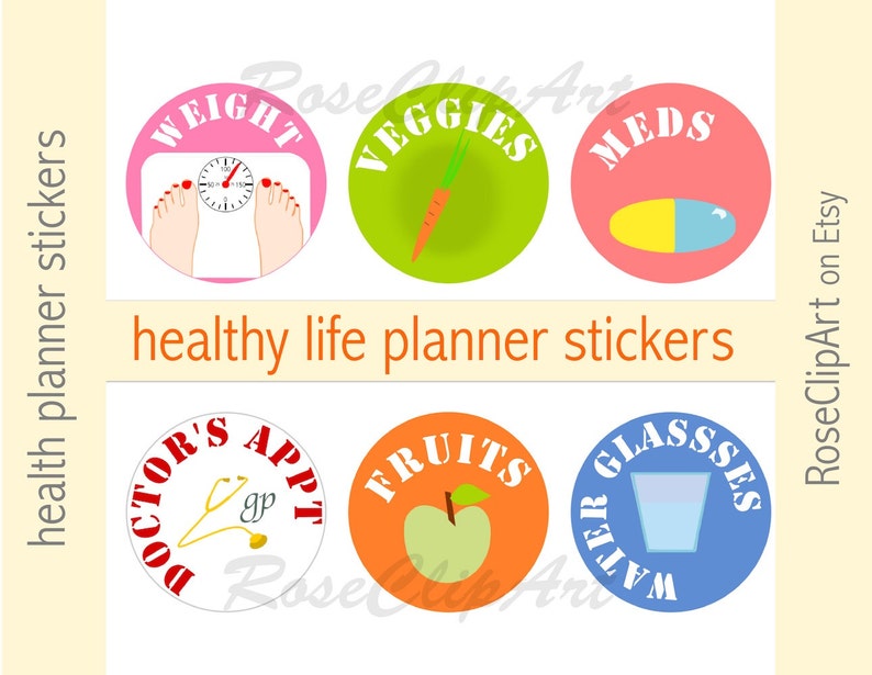Healthy Life Planner Stickers Instant Download Printable Health and ...