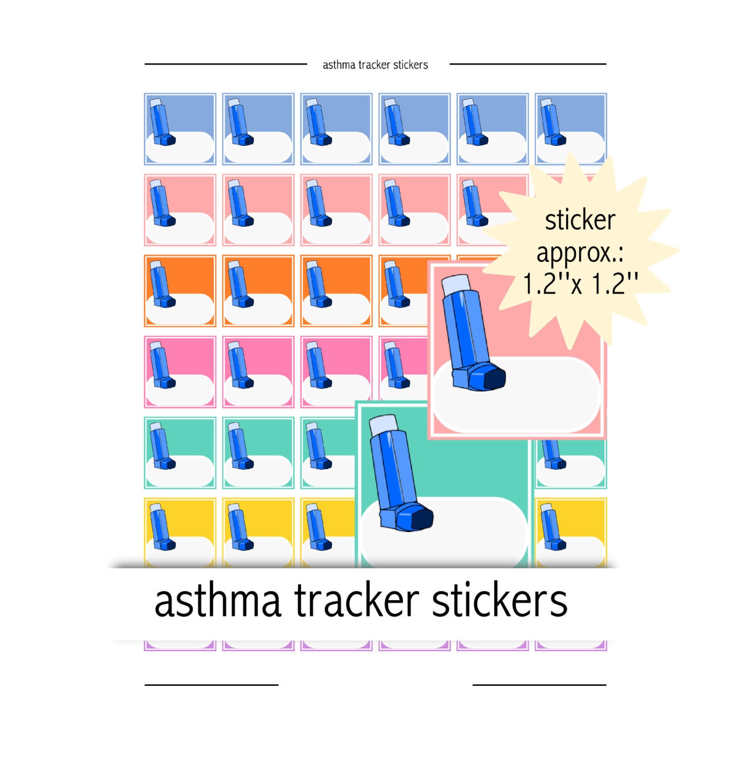 Asthma Stickers Instant Download Printable Planner Stickers Commercial ...