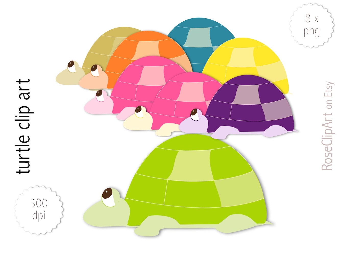 Digital Turtle Clipart Instant Download Commercial Use Allowed Cute ...