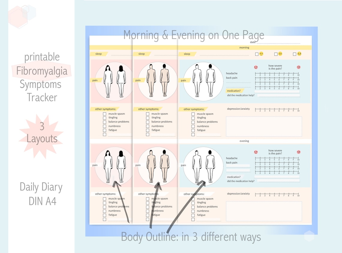 Fibromyalgia Diary Page A4 - Printable Symptoms Tracker - Instant ...