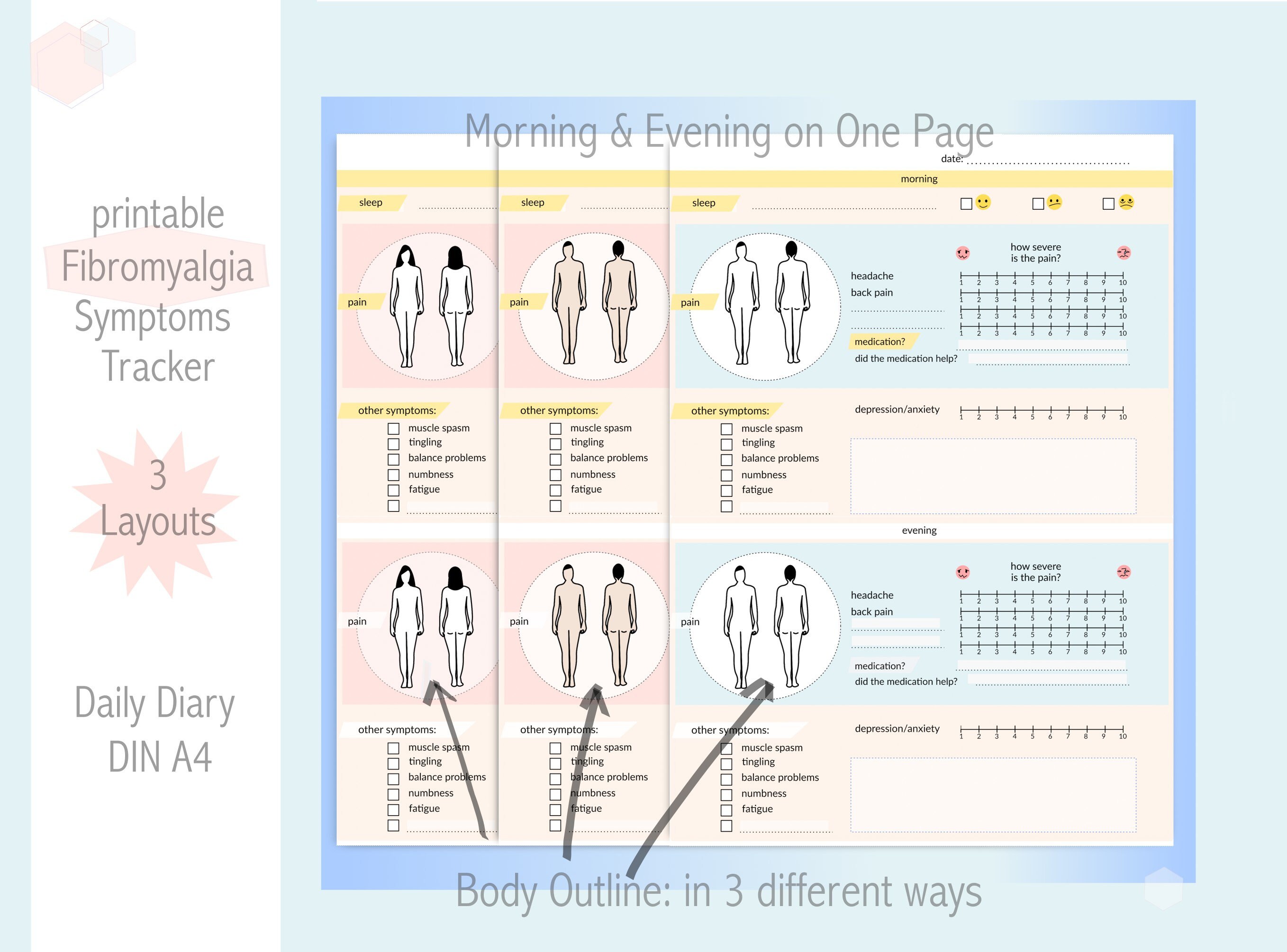 Fibromyalgia Diary Page A4 - Printable Symptoms Tracker - Instant ...