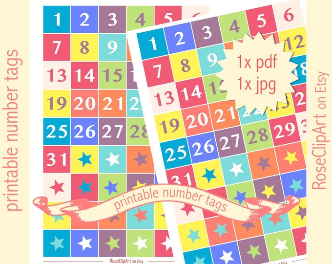Number Labels, Classroom Calendar Numbers, Printable Number Labels ...