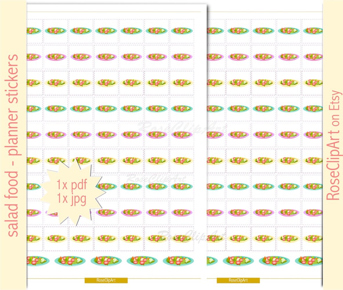Salad Food Stickers - Instant Download - Printable Planner Stickers ...